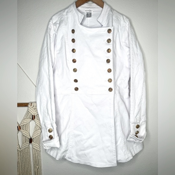 VENUS | Jackets & Coats | Venus White Doublebreasted Trench Coat With ...